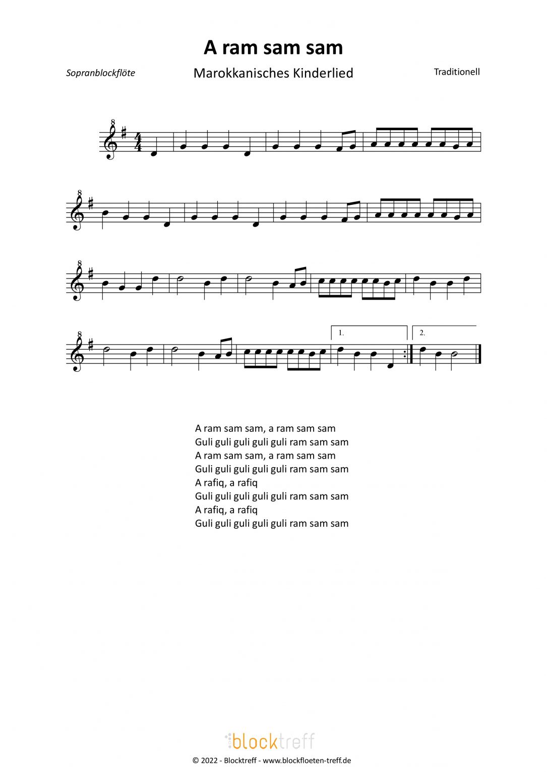 A Ram Sam Sam - Blockflöten-Treff