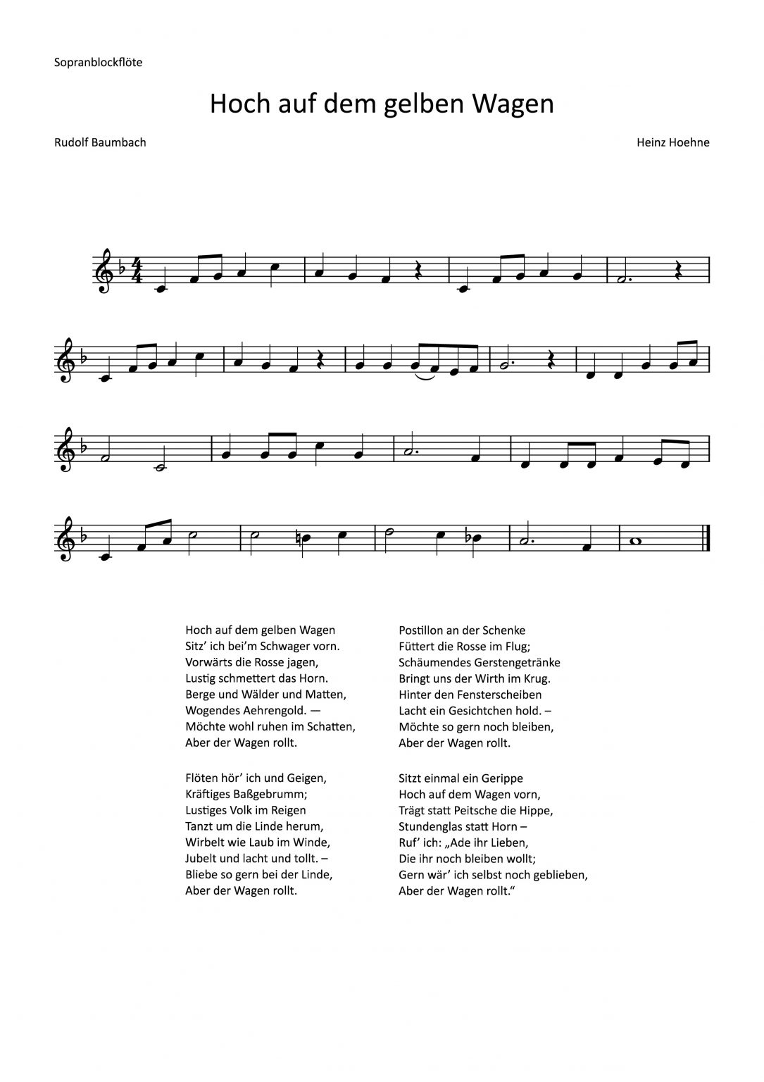 Hoch auf dem gelben Wagen - Blockflöten-Treff